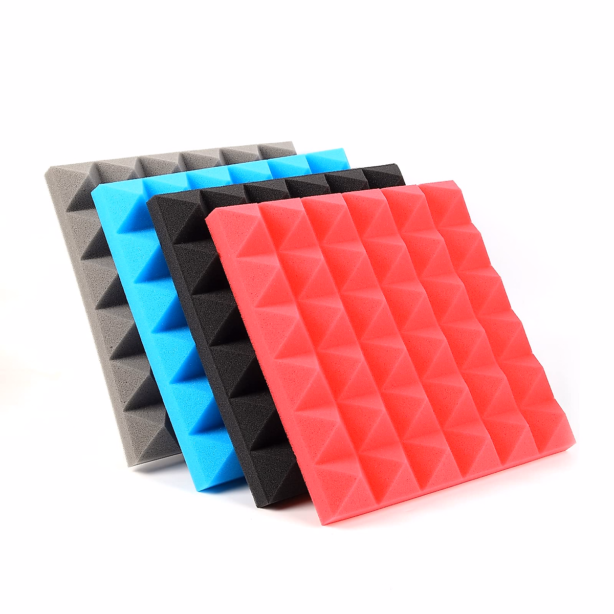 Musfunny Sound Proof Acoustic Foam Panels, 12 Pcs 2" x 12" x 12" Acoustic Panels Sound Absorbing Wall Panels for Studio Recording Office Home Studio (Blue)