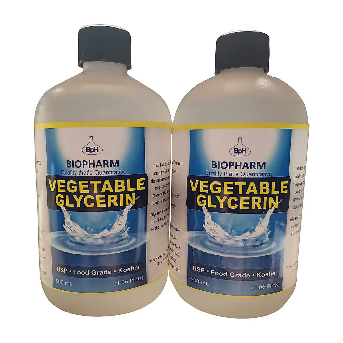 Vegetable Glycerin USP, Food Grade, Kosher, Twin Pack: 500 mL (1.06 Pint) each