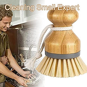 Bamboo Dish Brush Scrub Wooden Brush - Bamboo Dish Brush，Brush for Dishes,Palm Brush Dish Scrubber Suitable for Washing Dishes,Stubborn Stains & Vegetables.