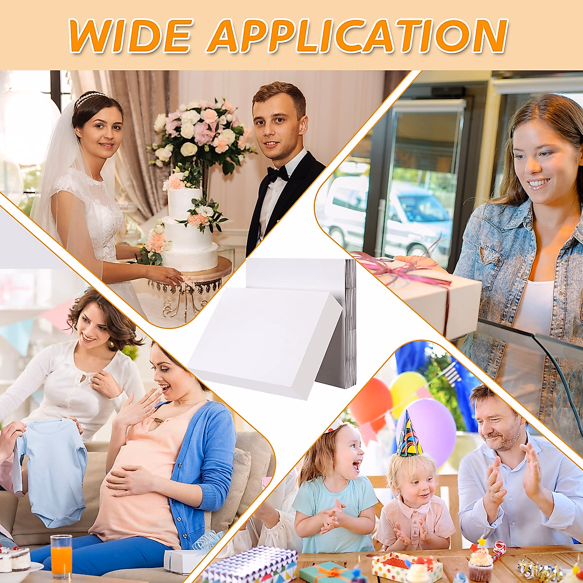 Tudomro 10 Pack 19 x 14 x 4 Inch Cake Box, Cardboard Cake Boxes, Large Rectangle Boxes, Kraft Non Window Bakery Pastry supplies(White)