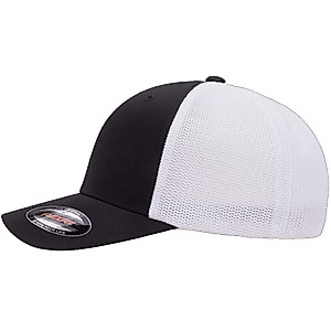 1963 Ford Galaxie Hardtop Classic Outline Design Flexfit Trucker Mesh Fitted Cap Black/White