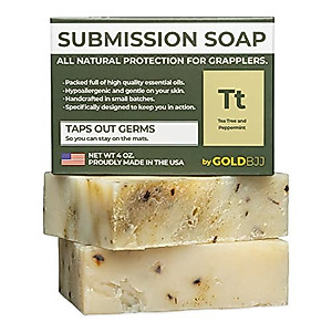 Premium Tea Tree Oil Soap - USA Made Bar Soap for BJJ, Jiu Jitsu, Wrestling, and Grappling (2-Pack of 4 Ounce Soap Bars, Peppermint Tea Tree)