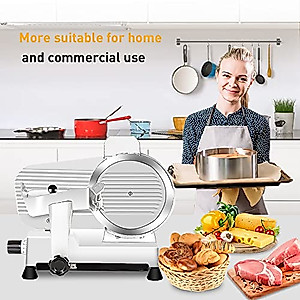 Meat Slicer,Commercial Meat Slicer,340W Frozen Meat Cheese Deli Slicer,10 inch Electric Food Slicer,Easy to Clean,Low Noises, Home Use and for Commercial-Meat Slicer for Home