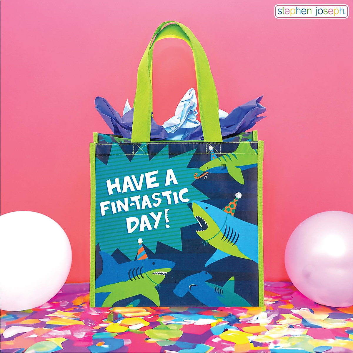 Stephen Joseph unisex child Gifts Medium Recycled Gift Bag, SHARK, Medium US