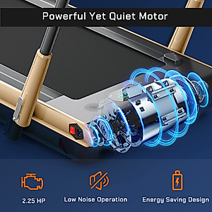 Walking Pad Treadmill Under Desk, SPORFIT 2 in 1 Treadmills Foldable with Remote Control, 2.25HP Electric Portable Superfit Treadmill Quiet for Walking Jogging Light & Compact