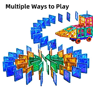 TEMI Magnet Tiles, Magnet Building Toy, Magnets Building Set, Learning and Education Toys Christmas Toy Gift for Ages 3 4 5 6 7 8+ Year Old Toddler Kids Boys and Girls (Magnet Tiles-80pcs)