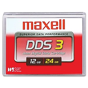 Maxell 1/8" DDS-3 Cartridge, 125m, 12GB Native/24GB Compressed Capacity