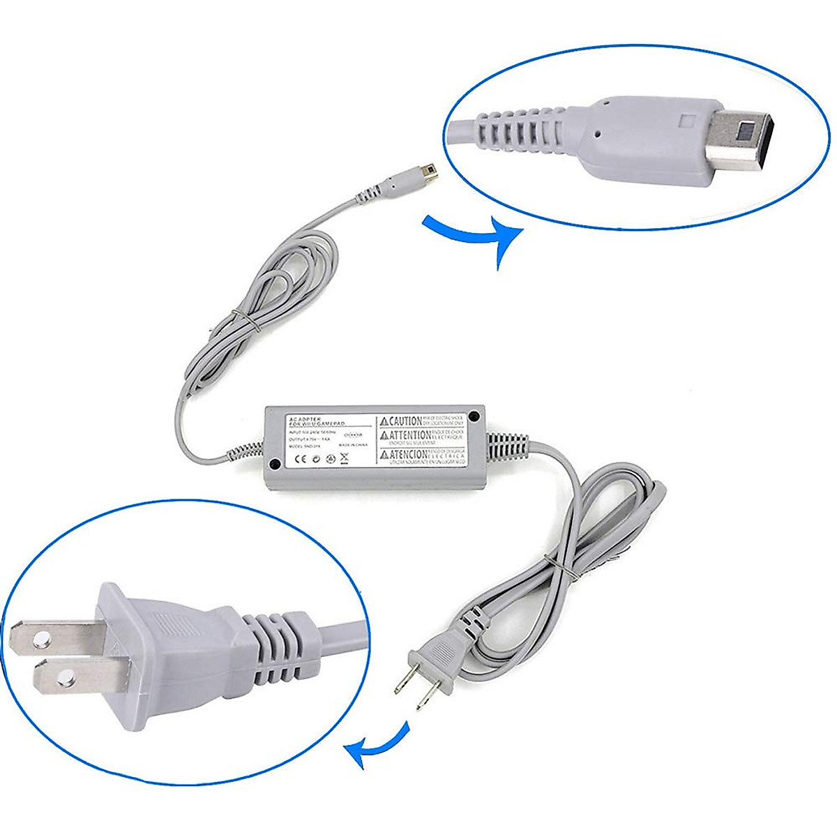 Charger for Nintendo Wii U Gamepad, Replacement Power Supply AC Adapter Wall Charger for Nintendo Wii U Gamepad Controller