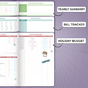 Skyline Budget Planner – Undated Monthly Budgeting Book & Money Expense Tracker – Financial Notebook to Track Personal & Household Finances – Simple Budget Journal – A5 Size, Hardcover (Purple)