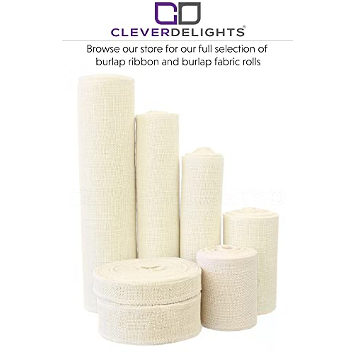 CleverDelights 14" Ivory Burlap Roll - Finished Edges - 10 Yards - Jute Burlap Fabric