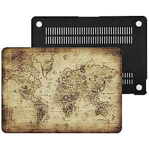 AMCJJ Compatible with MacBook Air 13 Inch Case 2021 2020 Release A2337 M1/A2179 with Retina & Touch ID, Shiny Plastic Hard Shell Case & Keyboard Cover, World Map