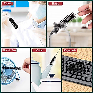 Long Straw Brush, Nylon Pipe Tube Cleaner 8.2-ihch 10 Different Diameters Set of 10