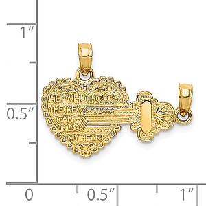 Solid 14k Yellow Gold 2 Piece Break Apart HE WHO HOLDS THE KEY Charm Pendants - 17mm x 22mm