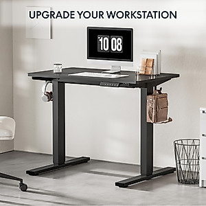 FLEXISPOT EN1 Whole-Piece Standing Desk 40 x 24 Inches Height Adjustable Small Desk Electric Sit Stand Desk Home Office Table Standing Desk (Black Frame + 40 in Black Top)
