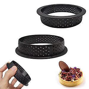 Tart Ring Molds, Hsxxf 8pcs Round Shape Cake Molds Mousse Circle Mini Tart Rings for Baking Muffin Mousse Cake Circle Cutter (8)