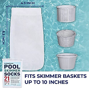 MadayFormula 21 Pack of Pool Filter Socks to Protect Your Water Filtration System, Hot Tubes, and Spas, Ultra Fine Mesh Pool Skimmer Basket Sock to Catch The Finest Debris in Pool