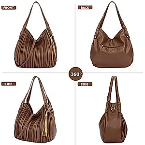 myfriday Vintage Shoulder Hobo Bags for Women Vegan Leather Lightweight Top-Handle Satchel Purse and Handbags with Tassel
