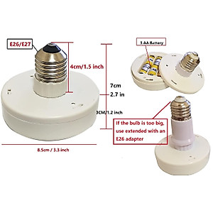 2 Pack Battery Operated Light Bulb with Remote Controlled,Backup Battery Powered Led Light Bulbs,Wireless Light Bulb Dimmable Timer E26 Screw in for Indoor Sconce and Hanging Lamp Without Electricity