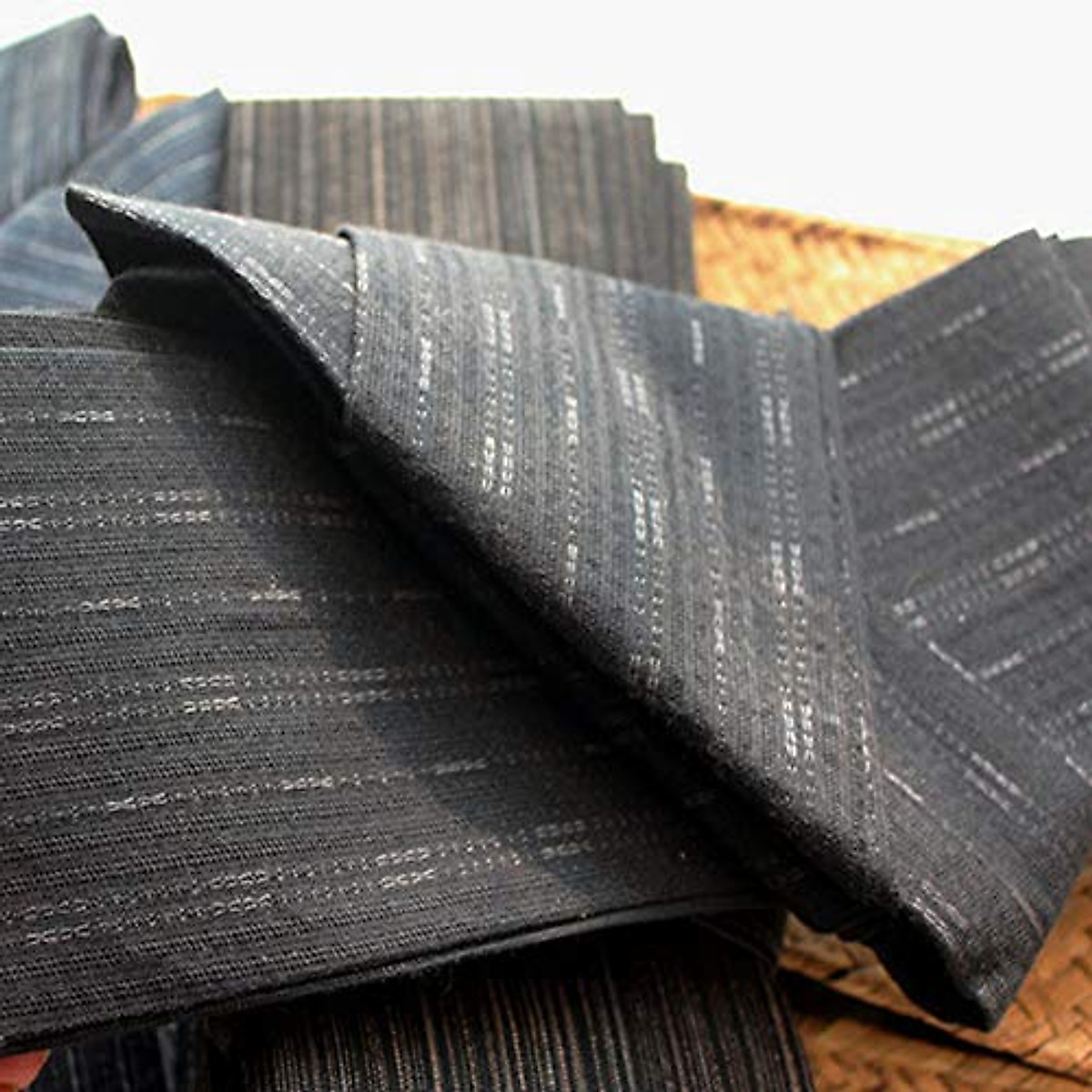 ZooBoo Japanese Kimono Obi Belt - Mens Traditional Vintage Waist Judo Wrap Waistband Pattern (Pure black)