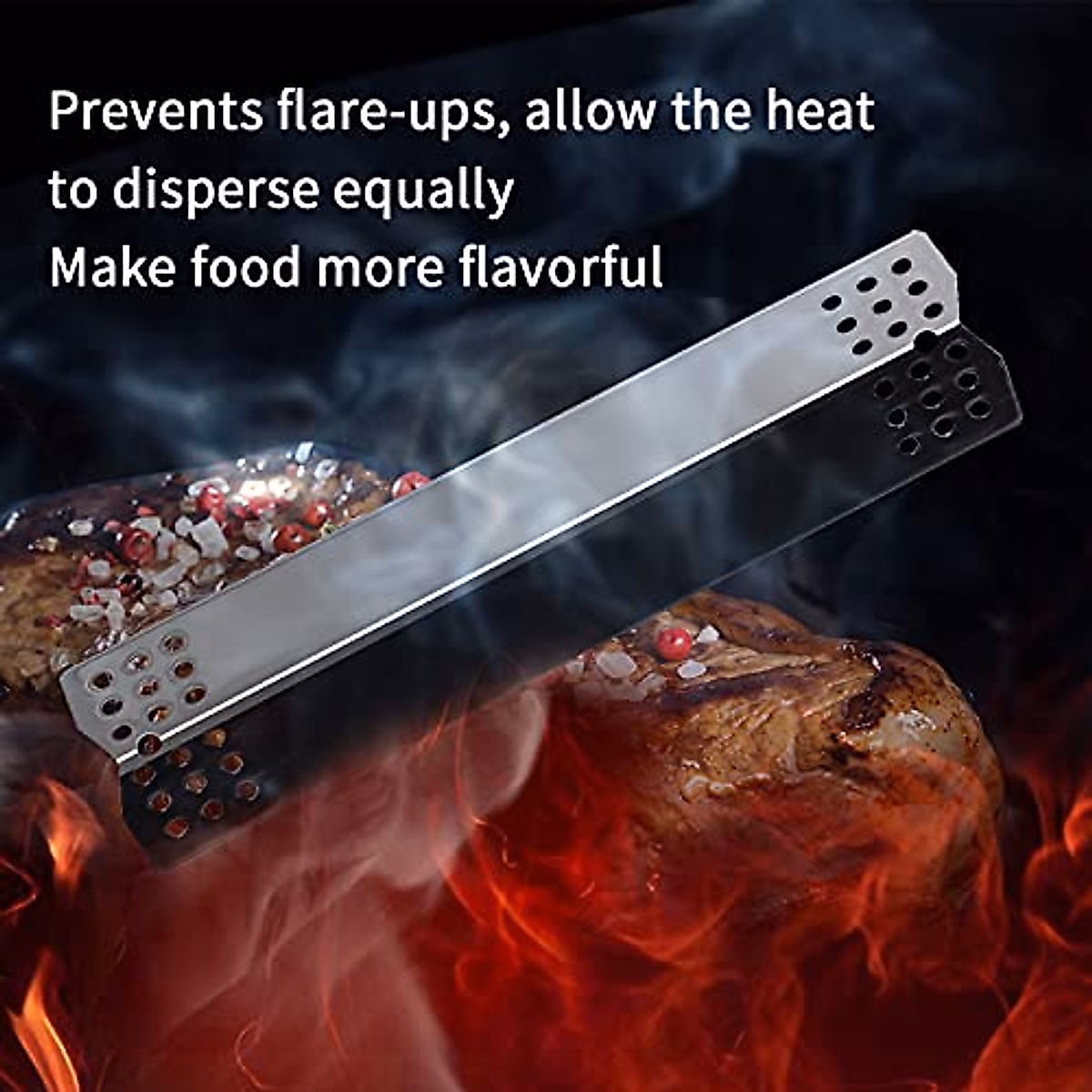 Rejekar Flame Tamer and Burner Tube Parts for Nexgrill 5 Bunrer 720-0888 720-0888N 720-0882A 4 Burner 720-0830H, Porcelain Steel Heat Plate Shield for Nexgrill Gas Grill Parts 5 Burner