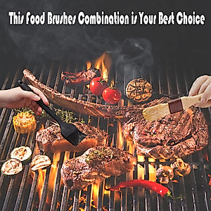 ANLIZY Pastry Brush for Cooking and Baking- 4 Pack Silicone Basting Brush and Food Brushes with Boar Bristles and Hardwood Handle Set for Kitchen, Grilling and Spreading Oil, Butter, BBQ Sauce (Black)