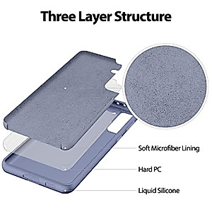 GOOSPERY Liquid Silicone Case for Galaxy S21 Case(6.2 inches) Silky-Soft Touch Full Body Protection Shockproof Cover Case with Soft Microfiber Lining - Lavender Grey