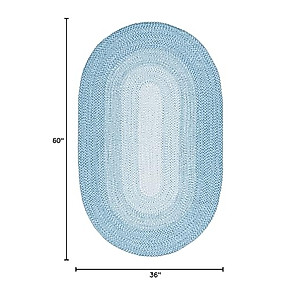 SAFAVIEH Braided Collection Area Rug - 3' x 5' Oval, Aqua, Handmade Farmhouse, Ideal for High Traffic Areas in Living Room, Bedroom (BRA220J)