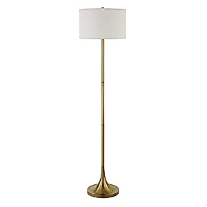 Josephine 62" Tall Floor Lamp with Fabric Shade in Brass/White