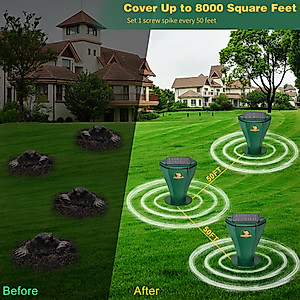 6 Pack Solar Powered Mole Repellent for Lawns, IP65 Waterproof Mole Trap Gopher Repellent