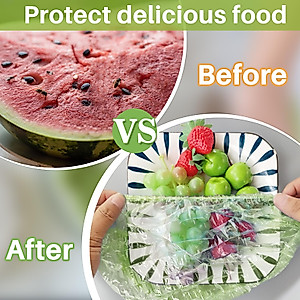 MAQIHAN 80Pcs Bowl Covers Reusable - Plastic Bowl Covers Elastic Reusable Fresh Keeping Bags Food Plastic Wrap Elastic Bowl Covers Reusable Plastic Food Covers Stretch Elastic Food Storage Covers