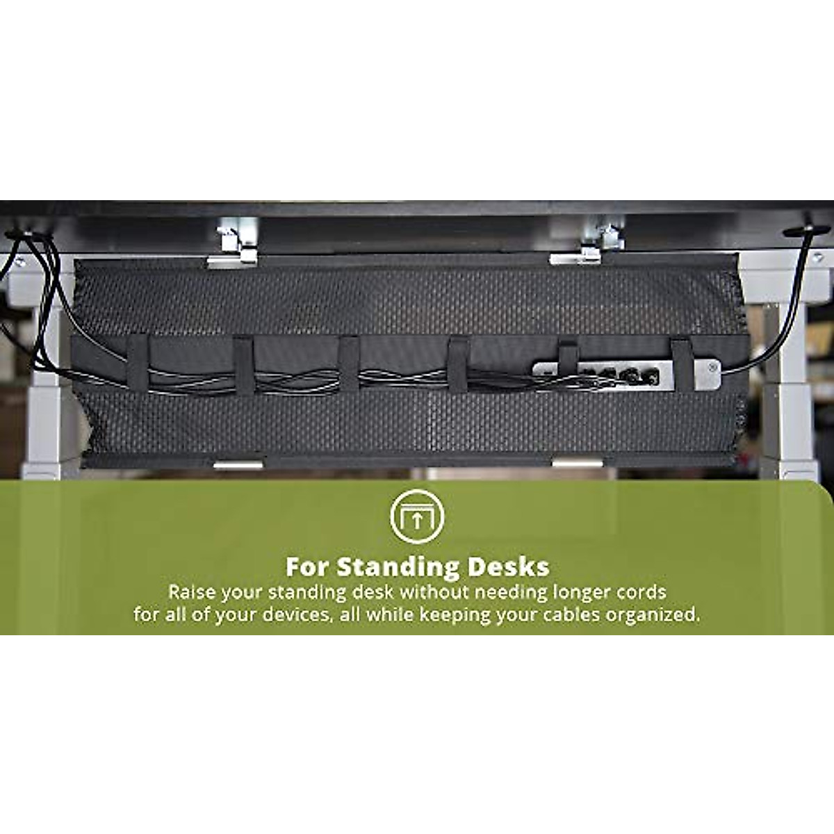 Uprite Ergo Mesh Cable Manager, Ergonomic Cord Organizer for Height Adjustable Desks (Black)