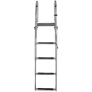 MNHW4 Step Stainless Steel Folding Telescoping Swim Deck Ladder Pontoon Boat Ladder MagnifiQ Ladder Telescoping Ladder Pool ladders for Above Ground Pools Above Ground Pool Ladder Pool Ladder