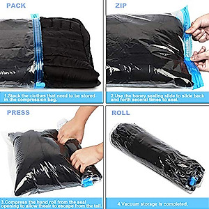 Compression Bags for Travel - Travel Accessories - 10 Pack Space Saver Bags - No Vacuum or Pump Needed - Vacuum Storage Bags for Travel Essentials - Travel and Home Packing-Organizers (Blue)