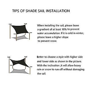 ACCREST Sun Shade Sail Waterproof 6.5'×6.5' Rectangle Shade sail UV Block Canopy Shade Sail Awning for Patio Backyard Lawn Garden Outdoor Activities，Light Gray