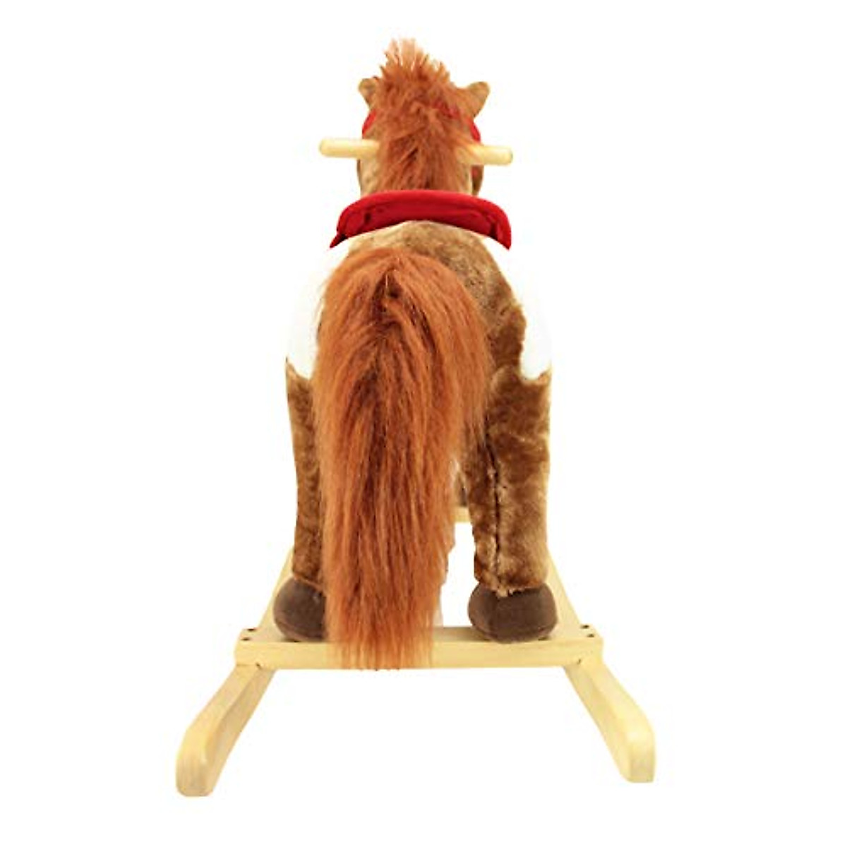 Animal Adventure | Real Wood Ride-On Plush Rocker | Chestnut Horse | Perfect for Ages 3+, 28" x 12" x 22"