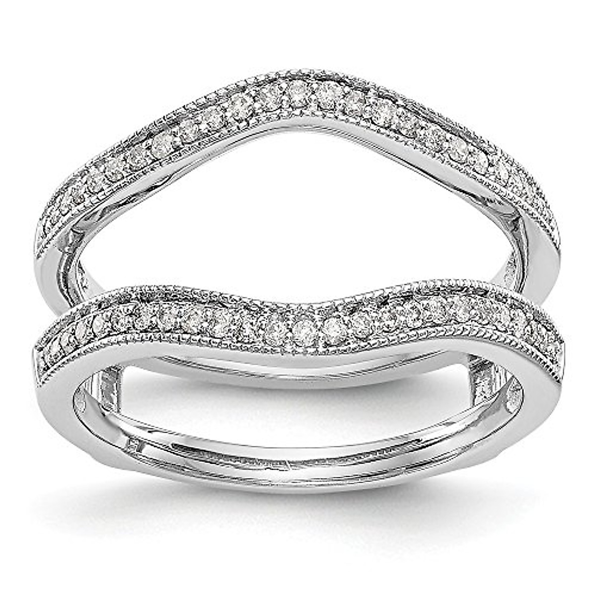 Solid 14K White Gold Engagement Wedding Ring Diamond Guard Size 7.5 (.24 cttw.)