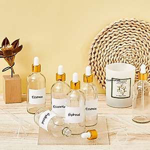 Tessco 20 Pack Dropper Bottles 3.4 oz Empty Glass Bottles with Dropper Top Cap, 4 Plastic Eye Droppers Measured Pipettes, 4 Funnels, 2 Sheets Label Stickers for Oils Perfume(Amber)