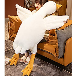 BXEBUI Giant White Goose Stuffed Animal, Very Big Huge Goose Plush Pillow Toy, Cute Duck Plush Throw Pillow (20 in)