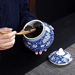 HUANG Ancient Chinese Style Creative Blue and White Ceramic Jar with Lid