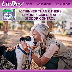 LivDry Incontinence Ultra Thin Pads for Women | Leak Protection and Odor Control | Extra Absorbent (Moderate 48-Count)