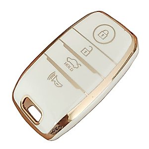 QIXIUBIA for Kia Key Fob Shell TPU Key Fob Protector Case Keyless Remote Control Smart Key Holder Fit for Kia Soul Carnival Sedona NIRO Sorento Sportage Rio Forte Optima Cerato Koup (White)