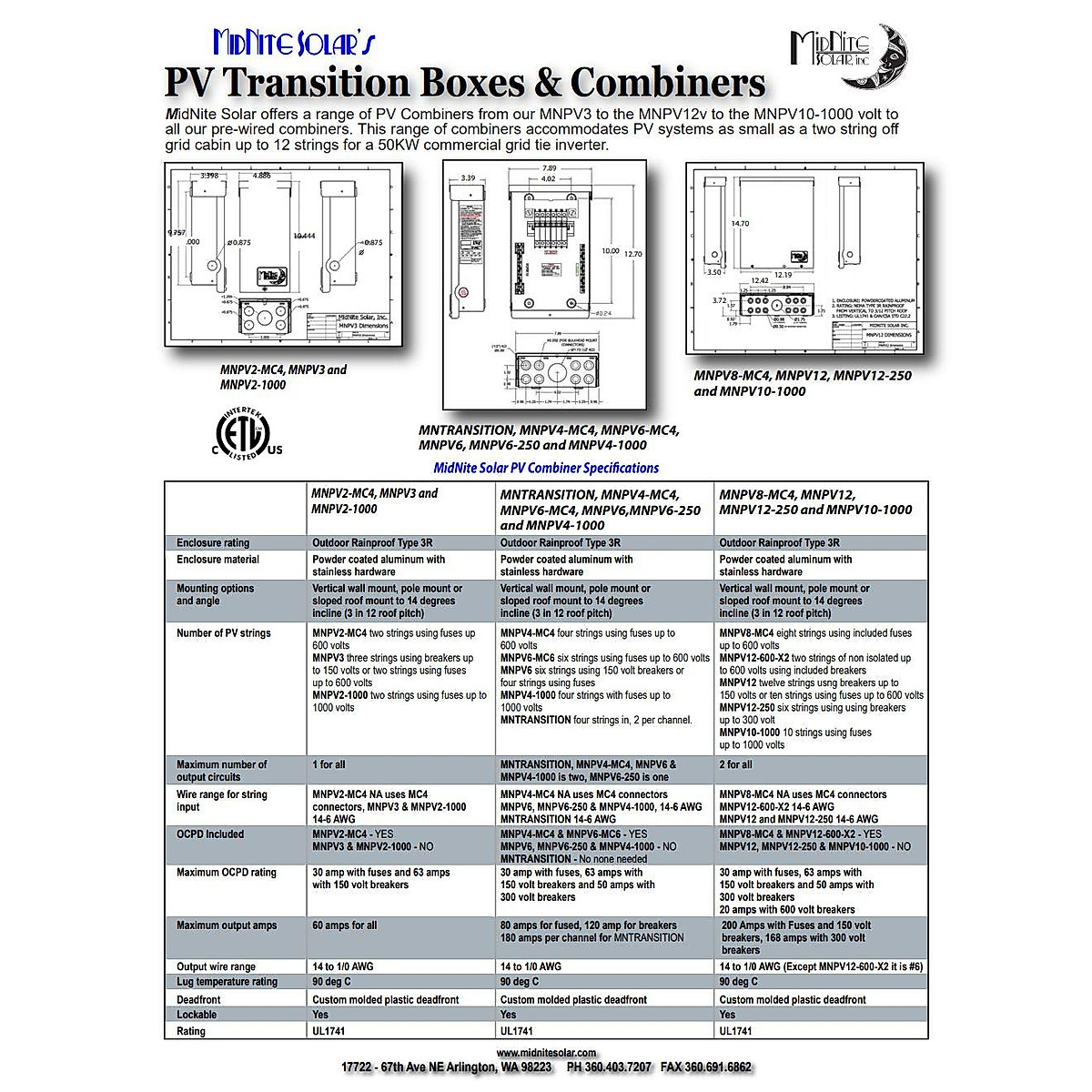 MidNite Solar MNPV3 Combiner