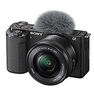 Sony ZV-E10 Mirrorless Camera with 16-50mm Lens, Black Bundle with 64GB SD Memory Card, Shoulder Bag, 40.5mm Filter Kit