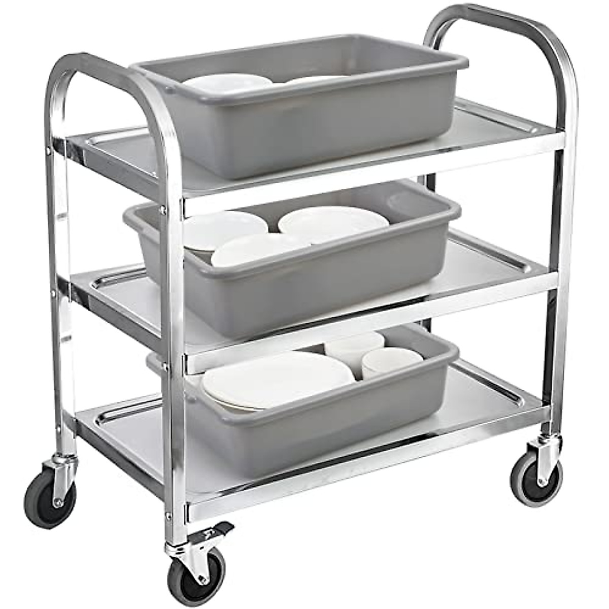 Jandson Gray Commercial Bus Tubs, 4 Pack Small Dish Pan Basin Plastic (8 L)