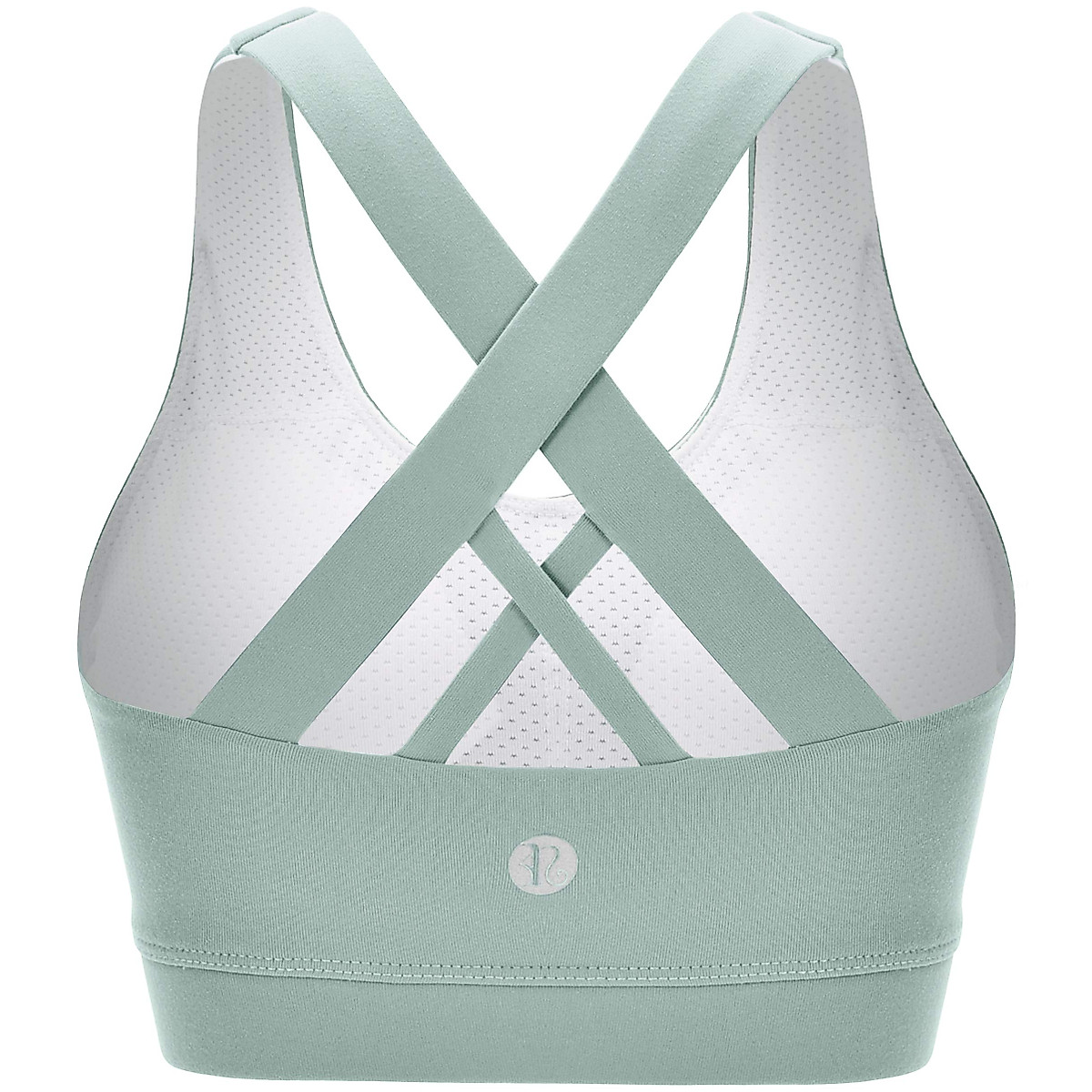 RUNNING GIRL Sports Bra for Women, Criss-Cross Back Padded Strappy Sports Bras Medium Support Yoga Bra with Removable Cups(WX2353D.Green.L)