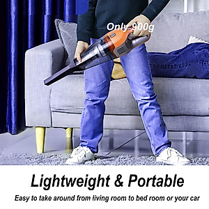 Vestynska Handheld Vacuum Cordless, 8Kpa Super Cyclonic Suction Car Vacuum, Small Cordless Rechargeable High Power, Run Up to 30mins, Fast Charge, 70W, for Home Sofa Pet Hair Car(Brown)