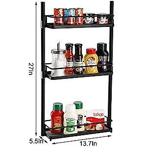 WUWEOT 3-Tier Tall Bathroom Countertop Organizer, Kitchen Spice Rack Vanity Tray Cosmetic Organizer, Black Standing Shelf for Bathroom, Kitchen, Living Room, Bedroom, Dressing Table