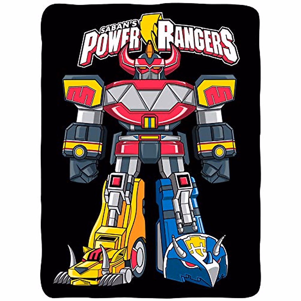 Saban Power Rangers Megazord Fleece Blanket 45" x 60" Large Throw Boys Youth Kids Bedroom