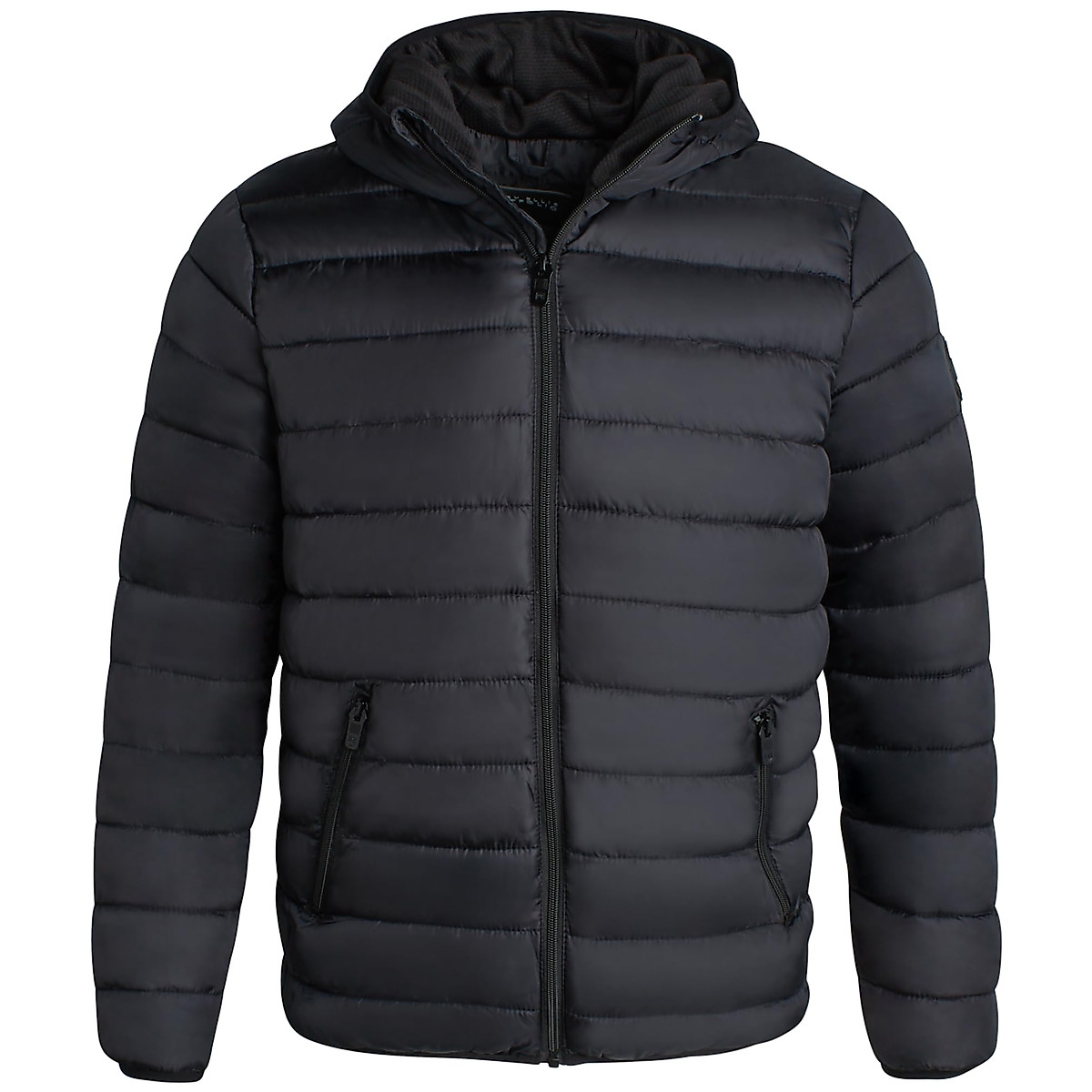 Perry Ellis Men's Winter Jacket - Soft Fleece Quilted Packable Puffer Hooded Down Jackets - Winter Jackets for Men (S-XXL), Size Large, Ink Black
