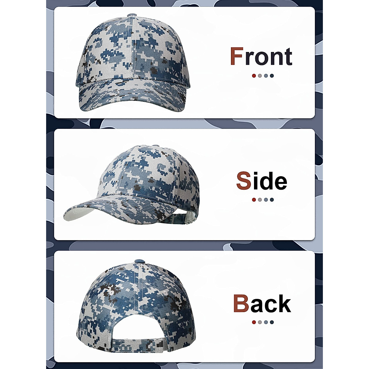 Geyoga 4 Pieces Men Camouflage Baseball Cap Army Military Camo Hat Camouflage Outdoor Sports Cap Camo Tactical Cap Hunting Fishing Hat for Men Women